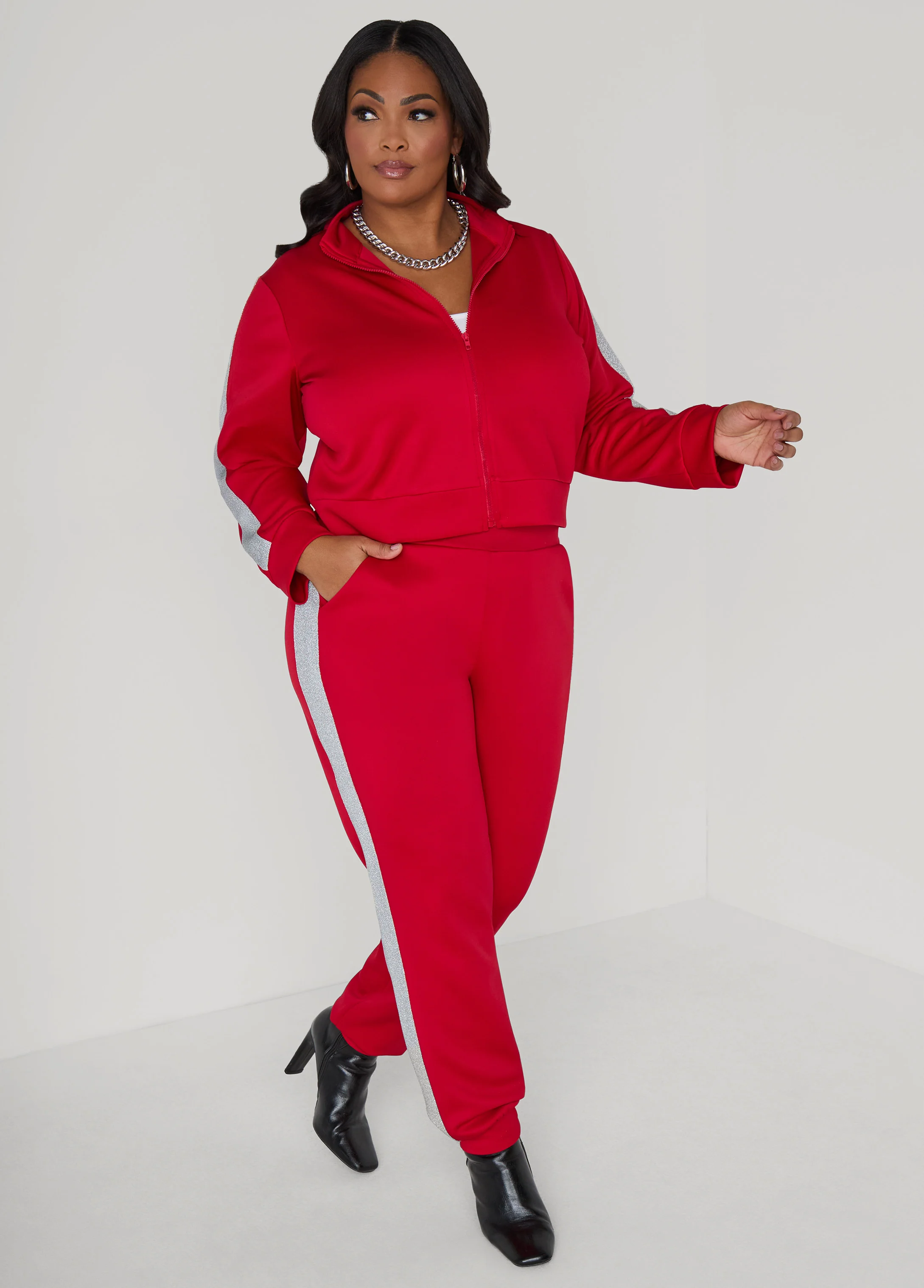 Metallic Paneled Joggers - Ashley Stewart