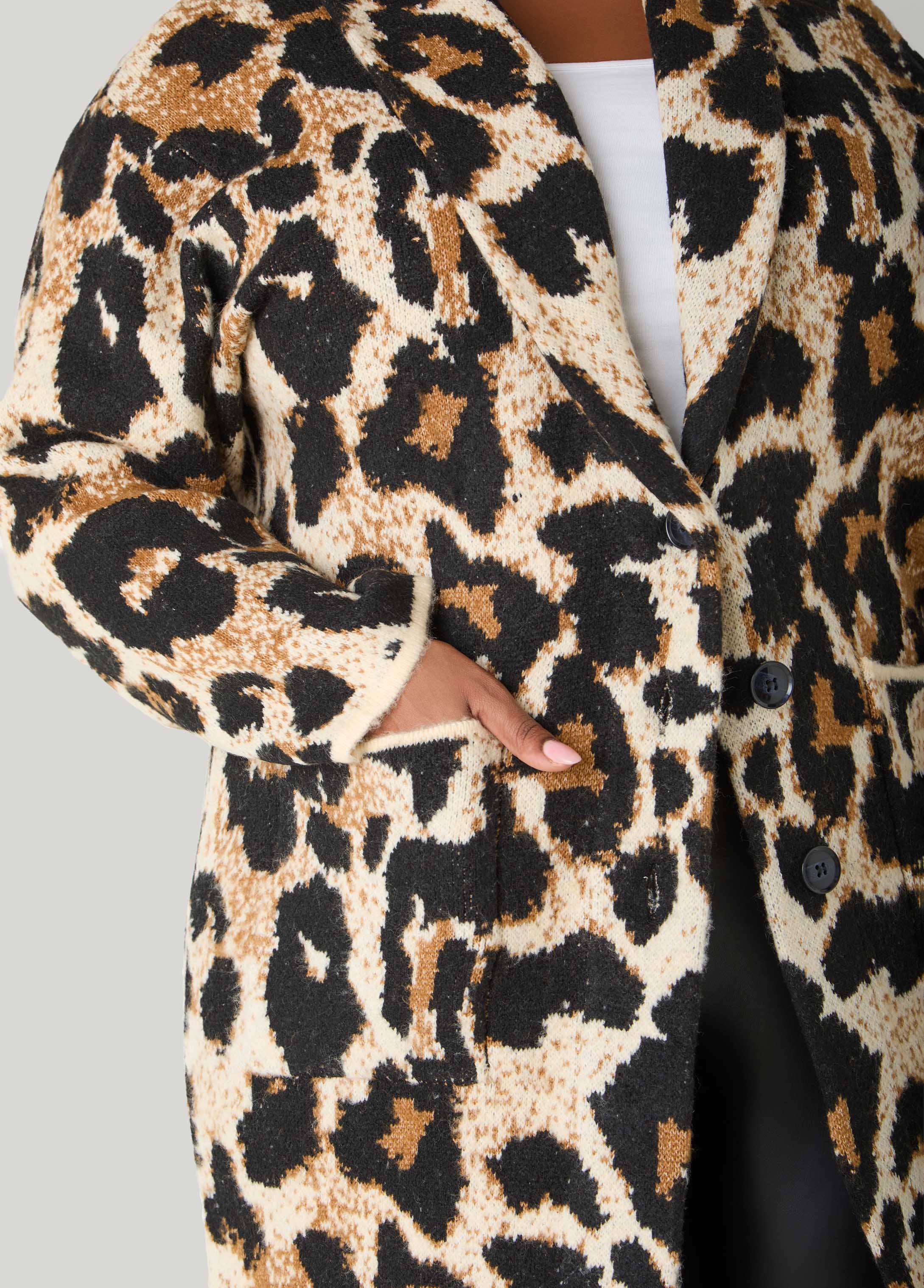 Shawl Collar Animal Duster - Ashley Stewart