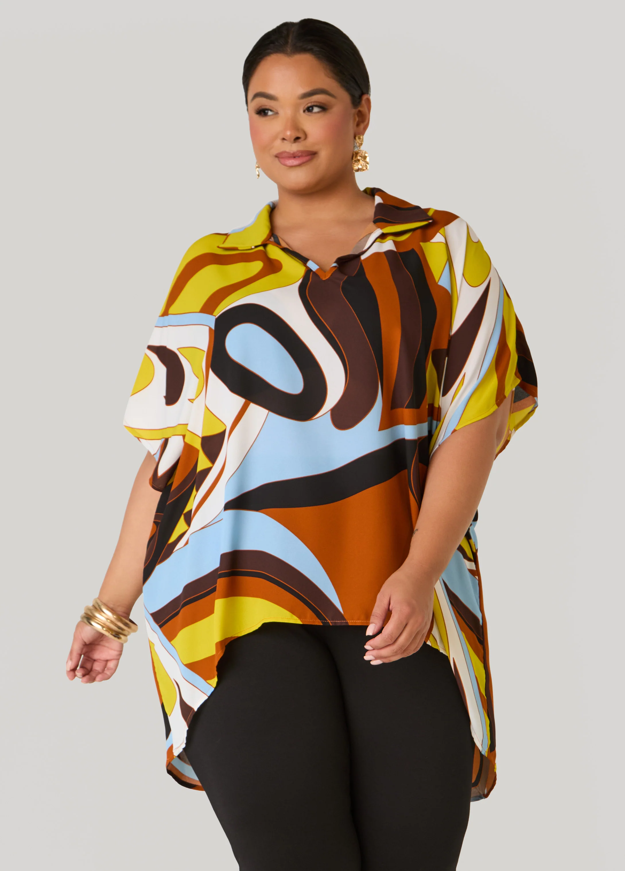 Abstract Hi Low Blouse - Ashley Stewart
