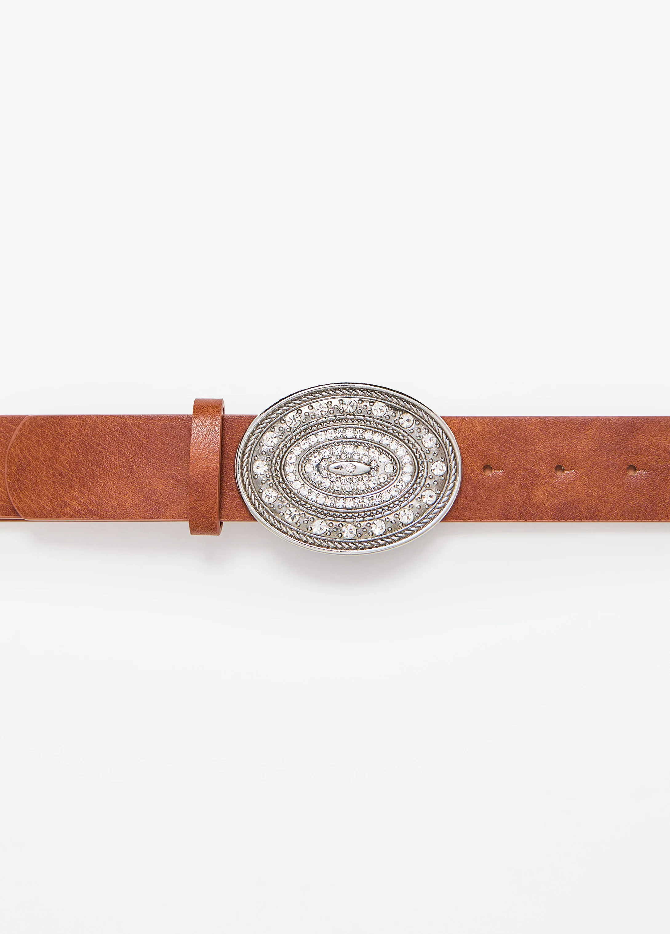 Crystal Oval Buckle Belt - Ashley Stewart